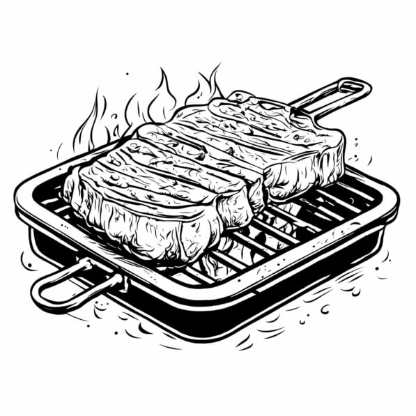 Download Grilling Steak on Grill with Smoke Coloring pages Online ...