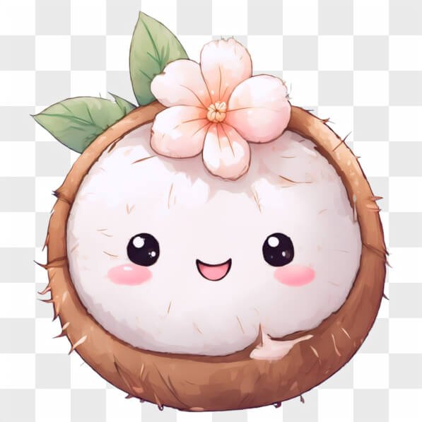Baixe Coco Kawaii com Flor Rosa e Rostos Sorridentes Kawaii - Creative ...