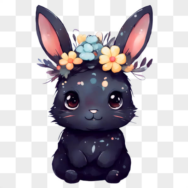 Download Kawaii Black Bunny with Flowers on Head Kawaii Online ...