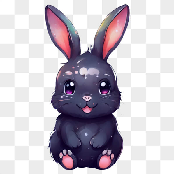 Download Kawaii Black Bunny with Purple Eyes and Pink Ears Kawaii ...