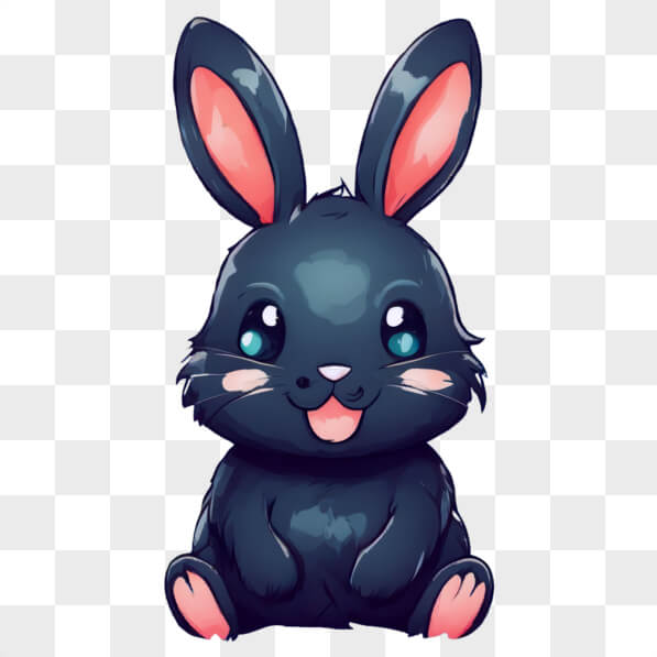 Download Kawaii Black Bunny with Blue Eyes and Pink Ears Kawaii Online ...