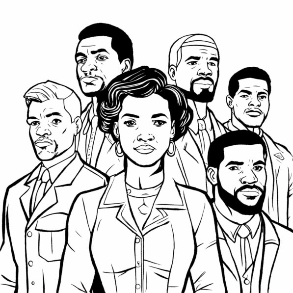 Download Group of Black Men and Women in Business Attire Coloring pages ...