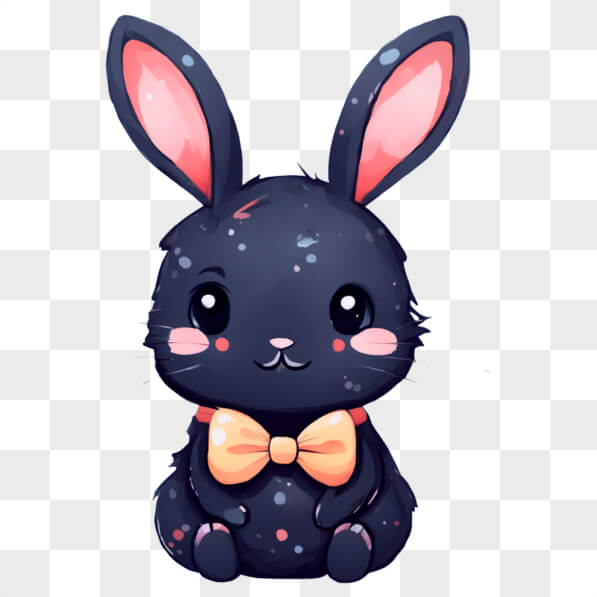 Download Kawaii Black Bunny with Orange Bowtie Kawaii Online - Creative ...