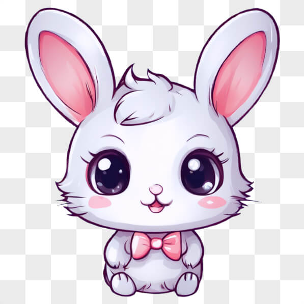 Download Charming White Bunny with Pink Bow Tie - Kawaii Inspired ...