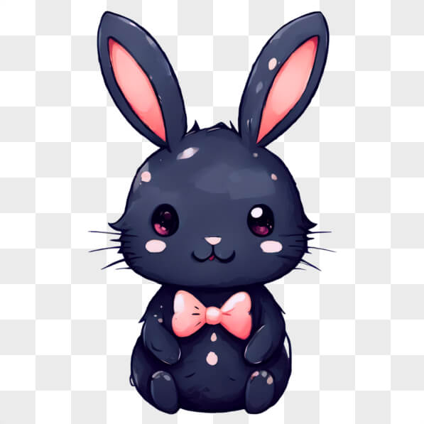 Download Kawaii Black Bunny with Pink Bow Tie Kawaii Online - Creative ...