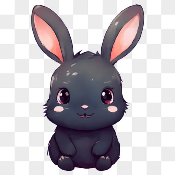Download Kawaii Black Bunny with Big Ears and Pink Eyes Kawaii Online ...