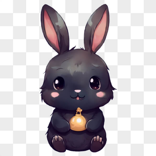 Download Kawaii Black Bunny Holding Orange Ball Kawaii Online ...