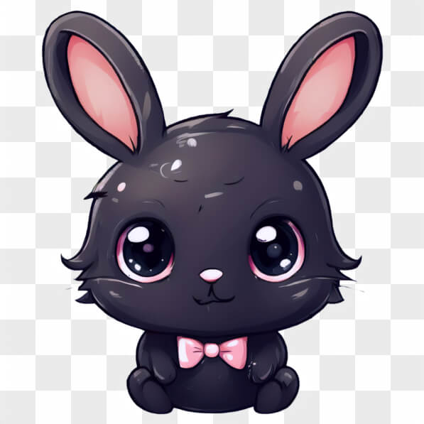 Download Kawaii Black Bunny with Pink Bow Tie and Big Eyes Kawaii ...