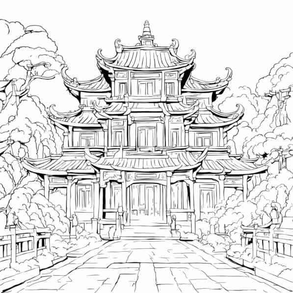 Download Chinese Pagoda Coloring Page Coloring pages Online - Creative ...
