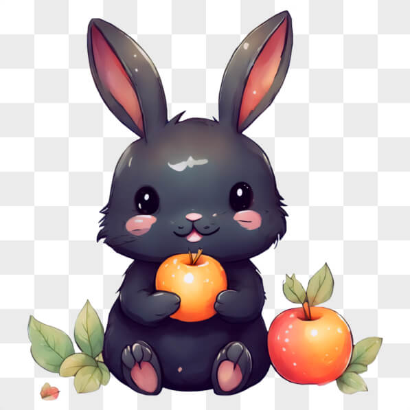 Download Kawaii Black Bunny with Oranges and Apples Kawaii Online ...