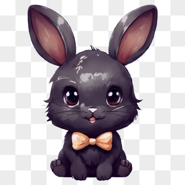 Download Adorable Black Bunny with Orange Bowtie KAWAII Online ...