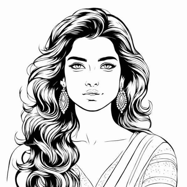 Download Black-and-White Drawing of an Attractive Woman Coloring pages ...