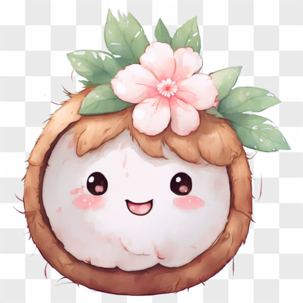 Download Kawaii Coconut with Flowers and Smiley Face Kawaii Online ...