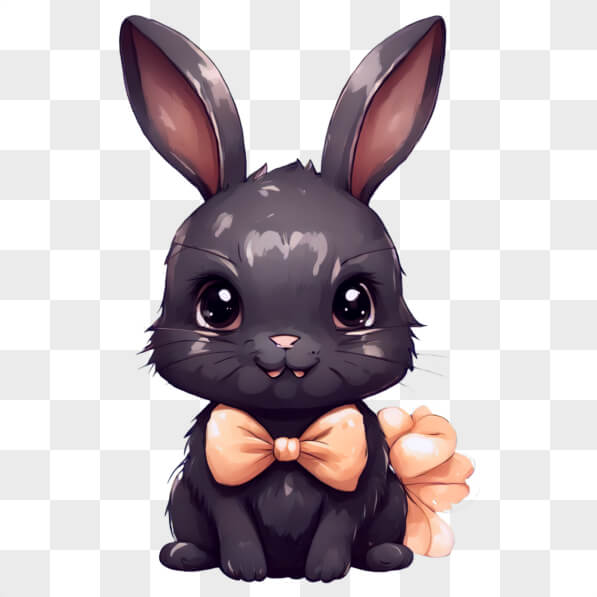 Download Kawaii Black Bunny with Orange Bow Kawaii Online - Creative ...