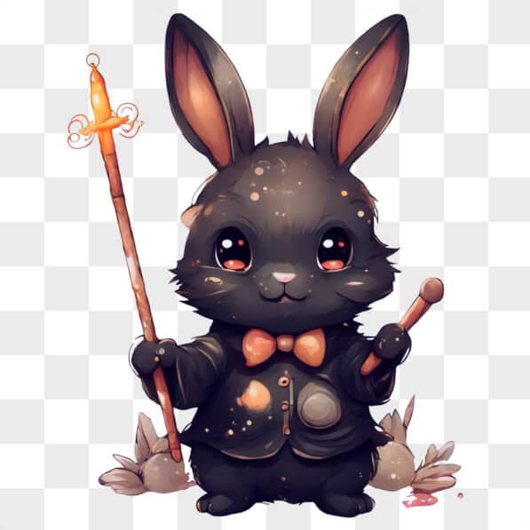 Download Kawaii Black Bunny in Elegant Suit with Flowers and Leaves ...