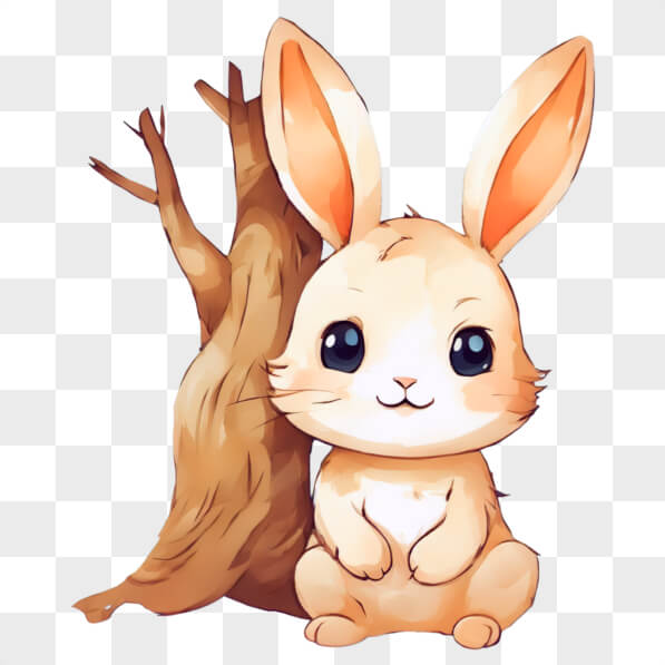 Download Kawaii: Charming Brown Bunny Next to Oak Tree Kawaii Online ...