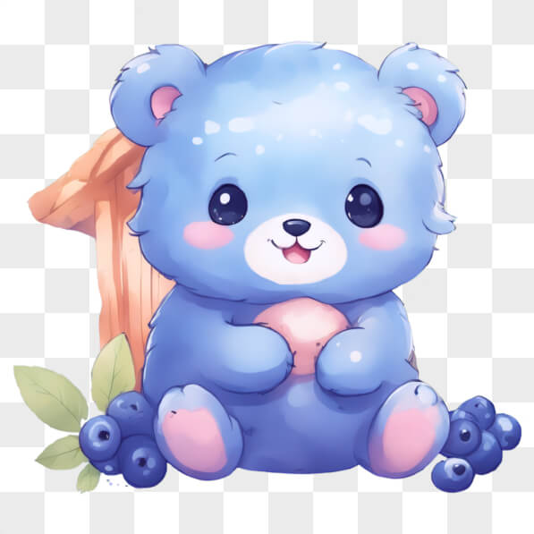 Download Kawaii Blue Teddy Bear with Blueberries Kawaii Online ...