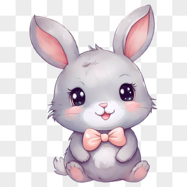 Download Kawaii Bunny with Pink Bow Tie Kawaii Online - Creative Fabrica