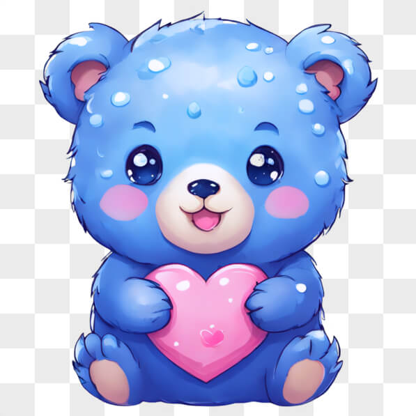 Download Charming Blue Teddy Bear with Pink Heart Kawaii Online ...