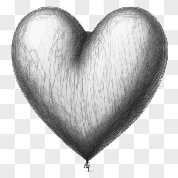 Download Black and White Heart-Shaped Balloon Drawing Sketches Online ...