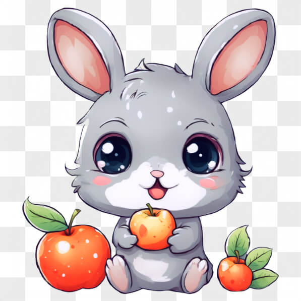 Download Kawaii Bunny with Apples Kawaii Online - Creative Fabrica