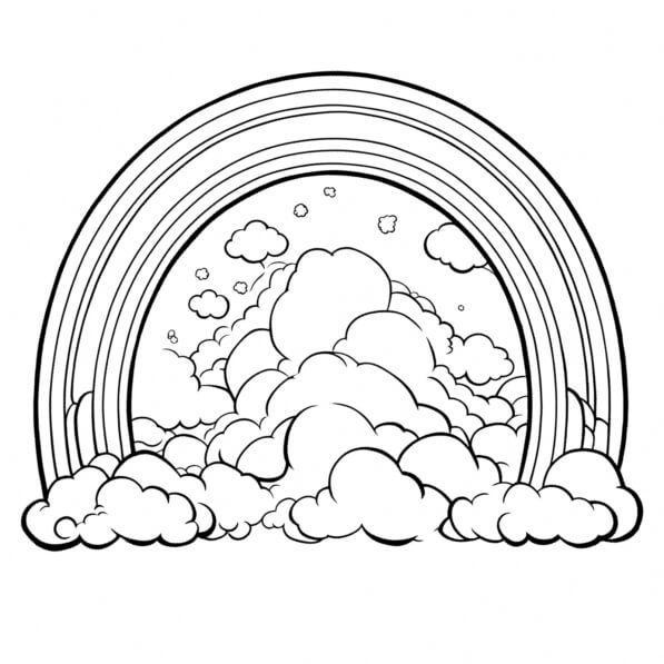 Download Rainbow Coloring Pages with Sky and Clouds Coloring pages ...