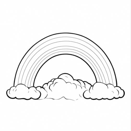 Download Black and White Rainbow with Clouds Coloring pages Online ...