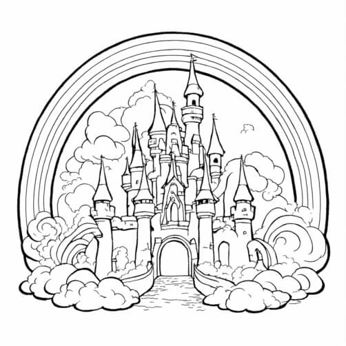 Download Disney Castle Coloring Page with Rainbow Coloring pages Online ...