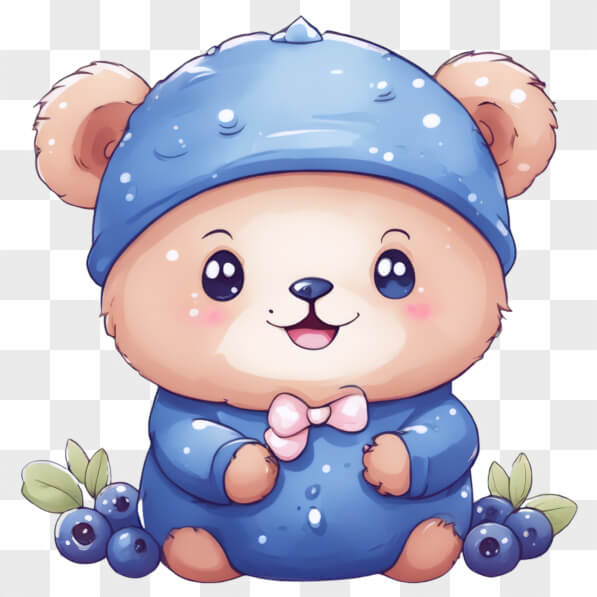 Download Kawaii Blue Bear with Outfit on Blueberries Kawaii Online ...