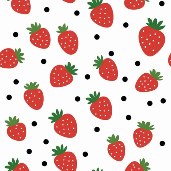 Download Red Strawberry Pattern on White Background with Polka Dots ...