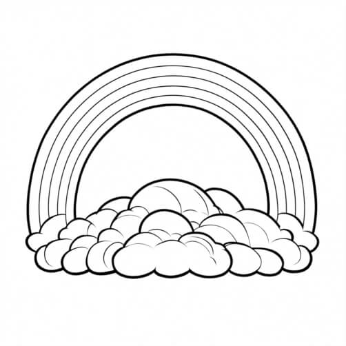 Download Black and White Rainbow with Clouds Coloring pages Online ...