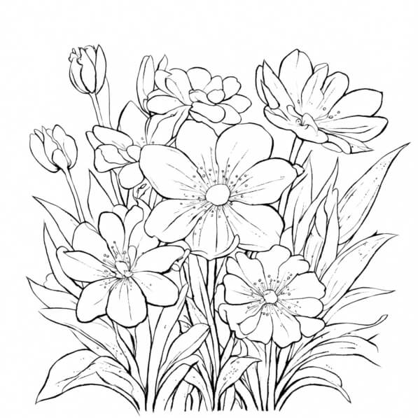 Descarga Ramo de Flores en Blanco y Negro para Páginas de Colorear ...