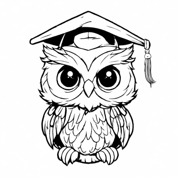 Download Cute Owl Coloring Page with Graduation Cap Coloring pages ...