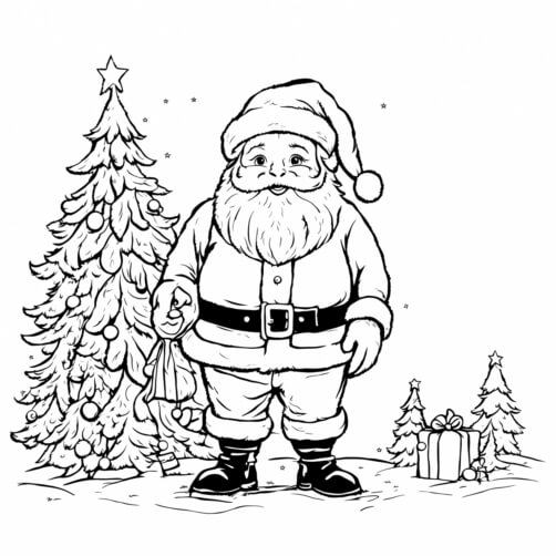 Free Santa Coloring pages Download Printable Santa Coloring sheets Creative Fabrica