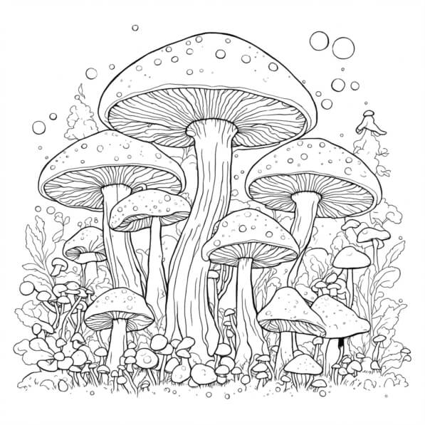 Download Mushroom Coloring Page in the Forest Coloring pages Online ...