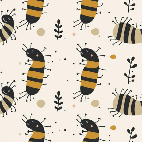 Descarga Patrón sin costuras de abejas y hojas Patrones En Línea ...