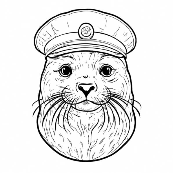 Download Seal Wearing Captain's Hat Drawing Coloring pages Online ...