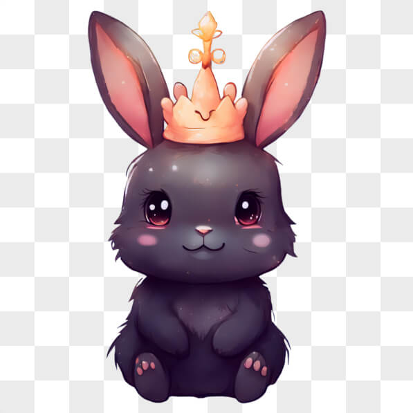 Download Kawaii Black Bunny with Crown Kawaii Online - Creative Fabrica
