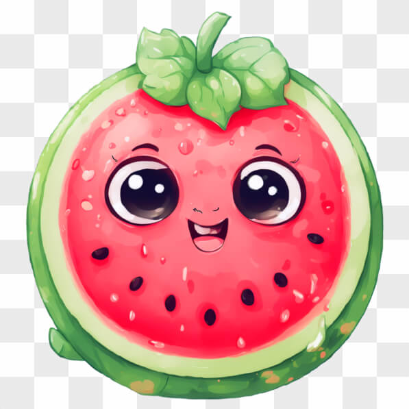 Descarga Sandía Kawaii con Ojos Adorables y Hojas Verdes Kawaii En ...