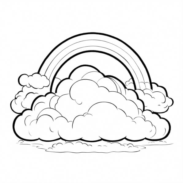Download Educational Coloring Page: Cloud with Rhinestones and Rainbow ...