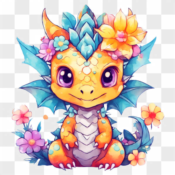 Download Kawaii Small Dragon Art with Flowers Kawaii Online - Creative ...