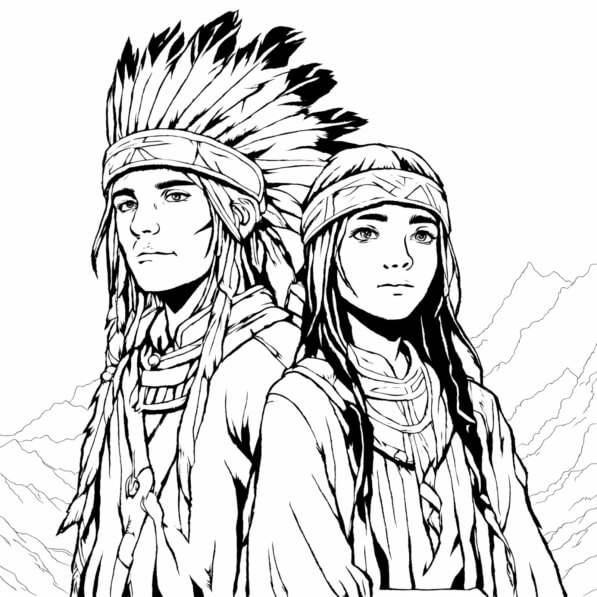 Download Native Americans in Traditional Clothing Coloring pages Online ...