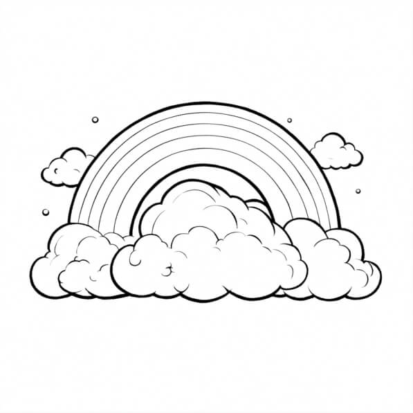 Download Black and White Rainbow with Clouds Coloring pages Online ...