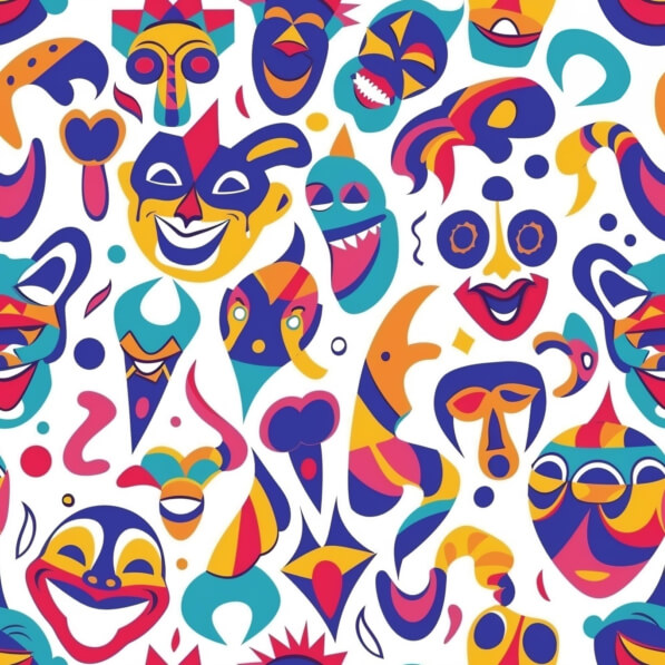 Download Colorful Masks Seamless Pattern Patterns Online - Creative Fabrica