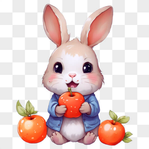 Download Kawaii Bunny with Apples Kawaii Online - Creative Fabrica