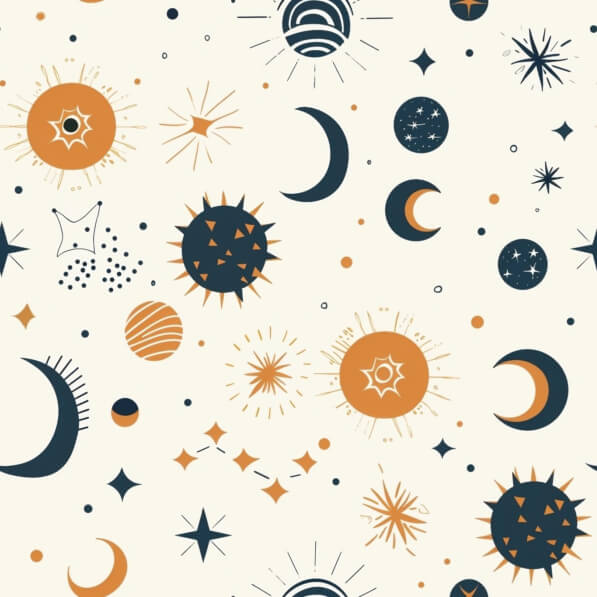 Baixe Sol, Lua, Estrelas e Planetas Padrão Contínuo Padrões - Creative ...