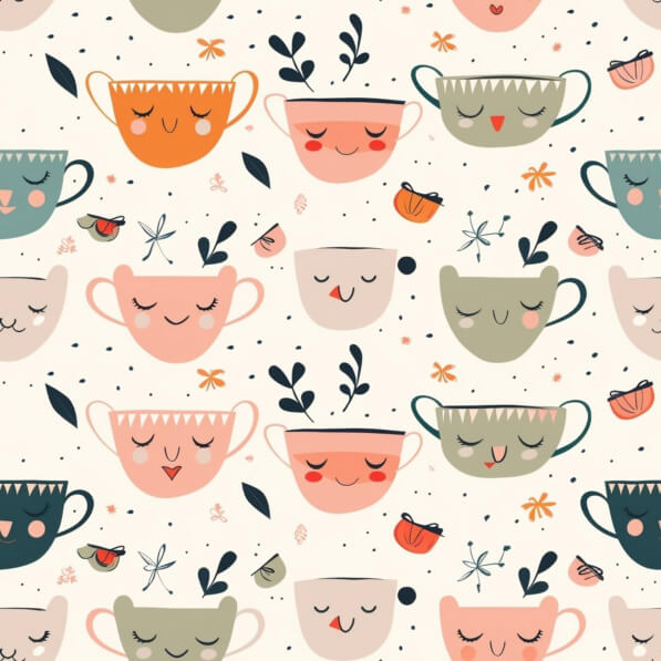 Download Colorful Coffee Cup Pattern Patterns Online - Creative Fabrica