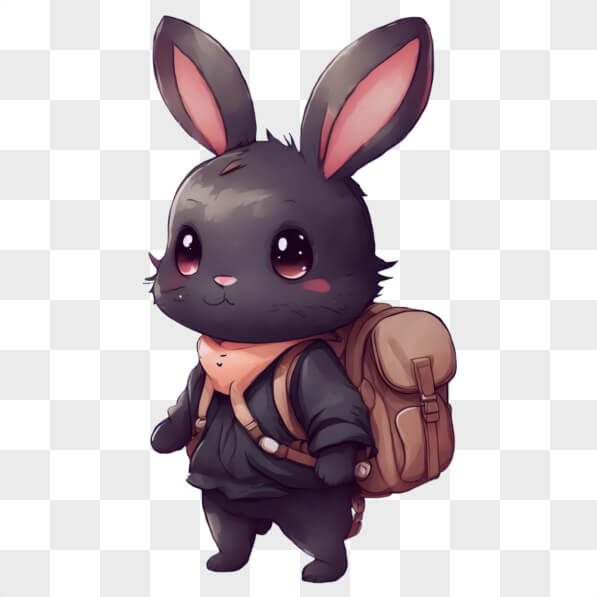 Download Kawaii Black Bunny with Orange Backpack Kawaii Online ...