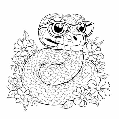 Download Snake Coloring Page with Hat and Tree Coloring pages Online ...
