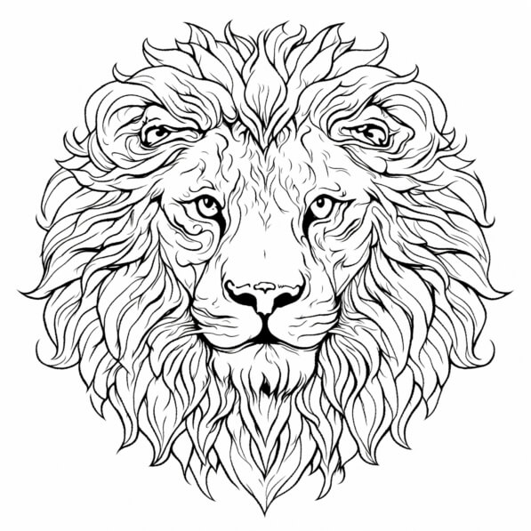 Download Lion's Head Coloring Page Coloring pages Online - Creative Fabrica